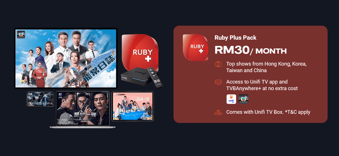 Unifi TV Launches New Ruby Plus Pack with TVBAnywhere+ at RM30 a month ...